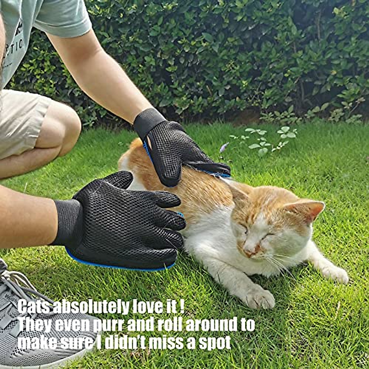 FEILIBI Pet Grooming Gloves for Efficient Hair Removal Long & Short Fur and Gentle Deshedding Brush and Massage for Dogs&Cat-(1Pair Left & Right Hand), 9 X 7 X 0.7inches