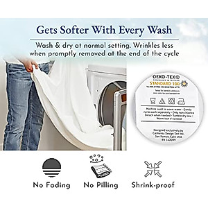 California Design Den 100% Cotton Sheets - Softest 4-Pc Queen Sheet Set, Cooling Sheets for Queen Size Bed, Deep Pockets, 400 Thread Count Sateen, Bedding Sheets & Pillowcases, Queen Sheets (Sky Blue)