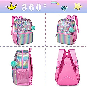 HTgroce Girls Backpack with Lunch Box Kindergarten Backpack for Girls Elementary Bookbag for Students School Preschool Toddler Backpack Set Girls Preschool School Bag with Lunch Box Pencil Case