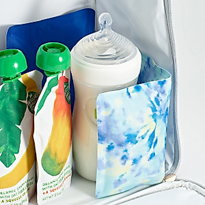 Cool Coolers by Fit & Fresh 2 Pack Soft Ice, Flexible Stretch Nylon Reusable Ice Packs for Lunch Boxes & Coolers, Aqua Tye Dye