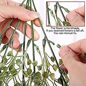 FOMAISELF 2 Pcs Artificial Hanging Plants Indoors - Fake Hanging Plant Outdoors, Artificial Plants for Wedding Party Home Garden Wall Decoration（Green）