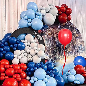 MABAY Blue Red White Balloons Arch Garland Kit, 147 Pcs Royal Blue Red White Confetti Blue Red Balloon for Graduation Birthday Party Baby Shower Wedding Decorations