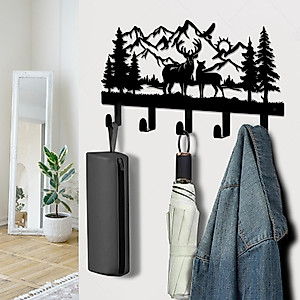 SIFZYJGN Deer Metal Key Holder for Wall, Key Hooks for Wall Organizer, Key Rack for Wall, Forest Theme Key Hooks, Ideal for Living Room, Hallway, Office