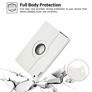 Rotating Case for iPad Pro 12.9-inch 1st & 2nd Generation (2015/2017), Techcircle Slim Premium PU Leather Smart Cover Multi-Angle Viewing Stand Folio Magnetic Hard Shell Protective Case, Off-White