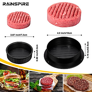 Rainspire Hamburger Press Patty Maker, 3 in 1 Non-Stick Burger Press Patty Maker, Hamburger Patty Maker, Burger Patty Maker, Patty Press for Stuffed Burgers, Sliders, Beef Burger, Black