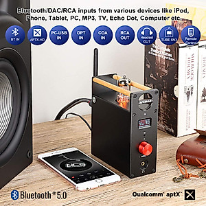 AIYIMA T8 6N3 Digital Tube Preamplifier Bluetooth 5.0 Hi-Fi Headphone Preamp Decoder Preamp PC-USB DAC APTX for Home Wireless Receiver Audio Stereo Amplifier + with Remote Control