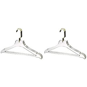 YBM Home Quality Acrylic Clear Coat Hangers Made of Clear Acrylic for a Luxurious Look and Feel for Wardrobe Closet, Clothes Hangers Organizes Closet, with Bar, Gold w/Flat Hook, 4119-6