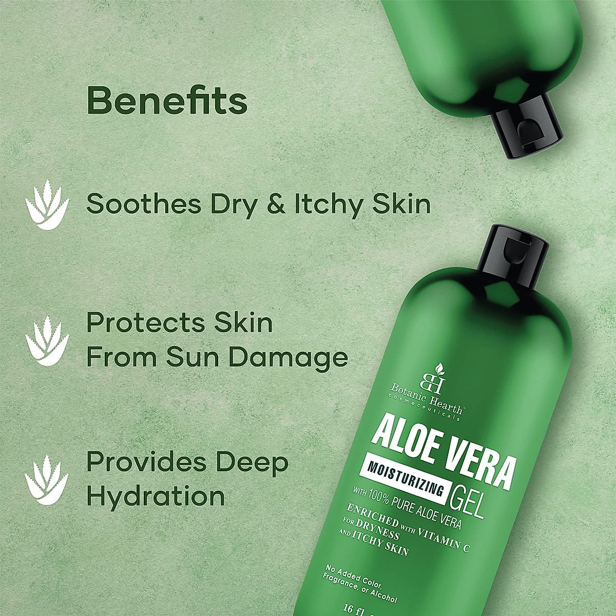 Botanic Soothing Hearth Aloe Vera LIQUID Gel - From 100% Pure and Natural Cold Pressed Aloe Vera, 16 fl oz