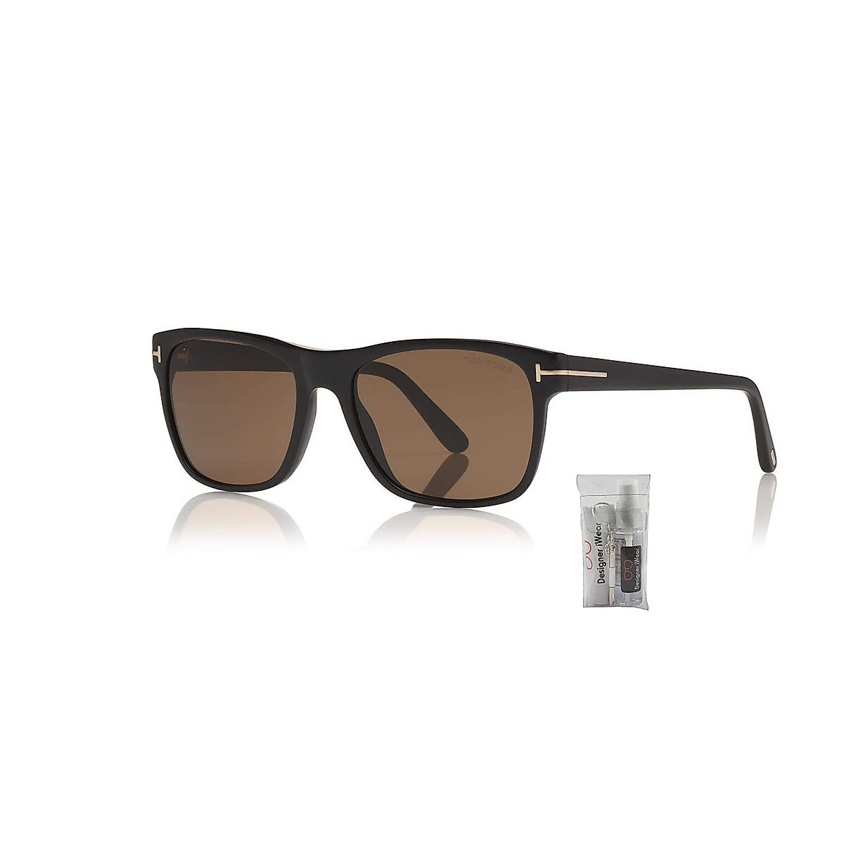 Tom Ford FT0698 Giulio 01J 59MM Shiny Black/Brown Geometric Sunglasses for Men + BUNDLE with Designer iWear Eyewear Kit