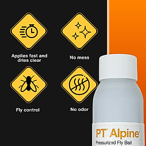 DIY Pest Control PPE Kit and PT Alpine Pressurized Fly Bait - Fast-Acting Fly Control Spray for Indoor & Outdoor Use, 16 oz Can, Long-Lasting, Odorless, Easy Application