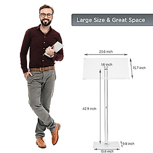 Goyappin Acrylic Podium Stand, Clear Podium,Pulpits for Churches,Transparent Presentation Lectern,for Churches, Weddings, Classroom, Conference ,23.6" L x 15.7" W x 42.3" H