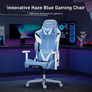AutoFull C3 Gaming Chair Office Chair PC Chair with Ergonomics Lumbar Support, Racing Style PU Leather Multifunction Adjustable Computer Chair (Ice Blue)