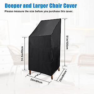Outdoor Patio Chair Cover 2 Pack, Luxiv Large Waterproof Garden Chairs Covers for Deep 25"L x 25"W x 51”H Outdoor Stacked Chairs Covers with Storage Bag