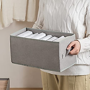 Qozary 3 Pack Wardrobe Clothes Organizer for T-shirt, 7 Grids Foldable Closet Organizers and Storage Bins for Bedroom, Clothes Organizer Box for T-shirts, Leggings, Scarves, Skirts