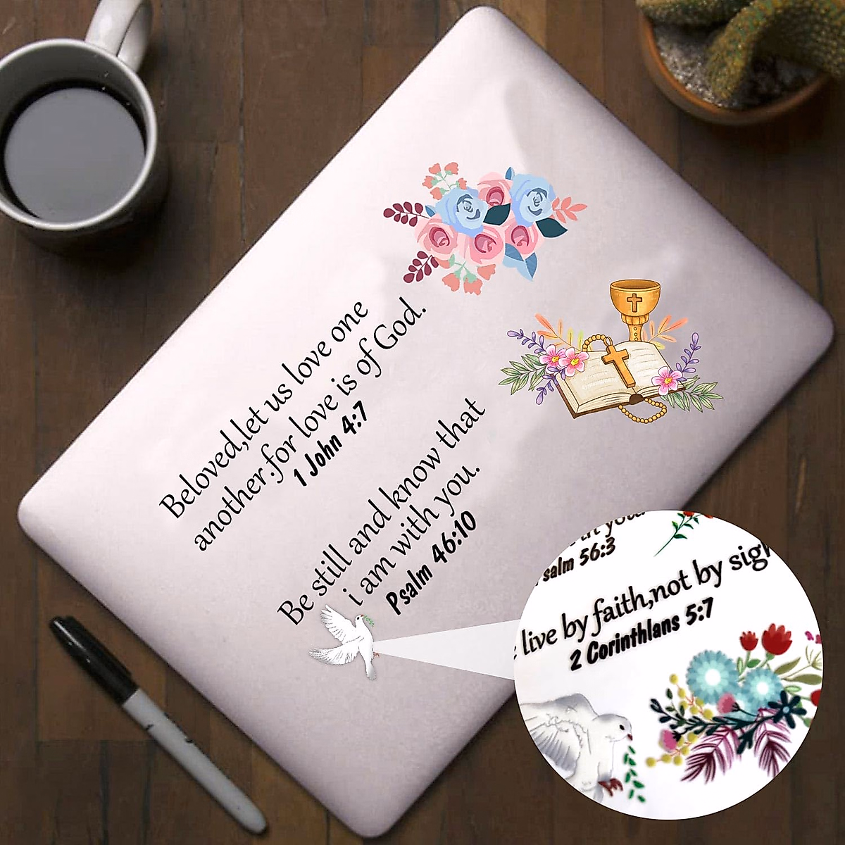 Rub On Transfers Stickers Bible Verse Motivational Faith Labels Jesus Christian Seals 8.26 x 11.69 Inch Scripture Inspirational Pray Stickers Religious Faith Labels for Bottles 2 Sheets