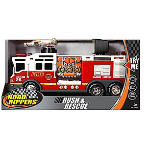 Toy State 14" Rush And Rescue Police And Fire - Hook And Ladder Fire Truck
