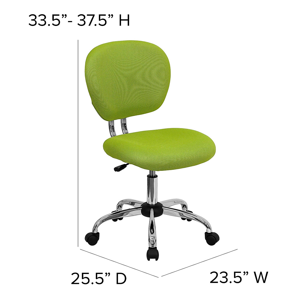 EMMA + OLIVER Mid-Back Apple Green Mesh Padded Swivel Task Office Chair with Chrome Base