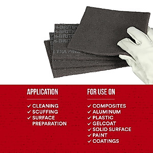 Scotch-Brite Ultra Fine Grade 7448 Hand Pad, Pack of 3, 6 in x 9 in Hand Pads, Nonwoven Silicon Carbide, Surface Preparation, Scuffing, and Cleaning, Gray