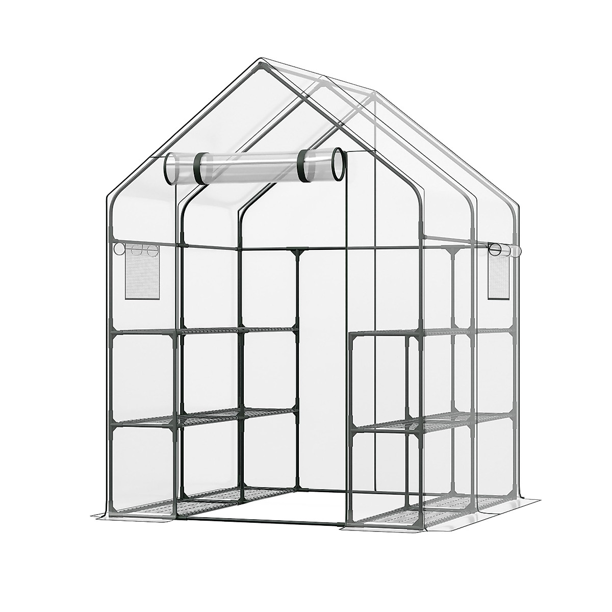 CEBOLAN Walk in Greenhouse, 56x56x77 Waterproof Green Houses for Outside, Portable Greenhouses for Outdoors with Roll-Up Zipper, Greenhouse for Indoors - 12 Shelves Walk-in(6.4x4.7x4.7FT)