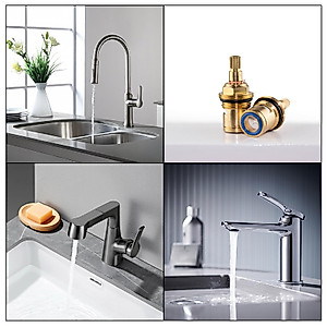 2-Pack Brass Ceramic Stem Disc Cartridge G1/2" Replacement Brass Faucet Valve, Faucet Repair Replacement Parts for Bathroom Kitchen Tap Sink Faucet