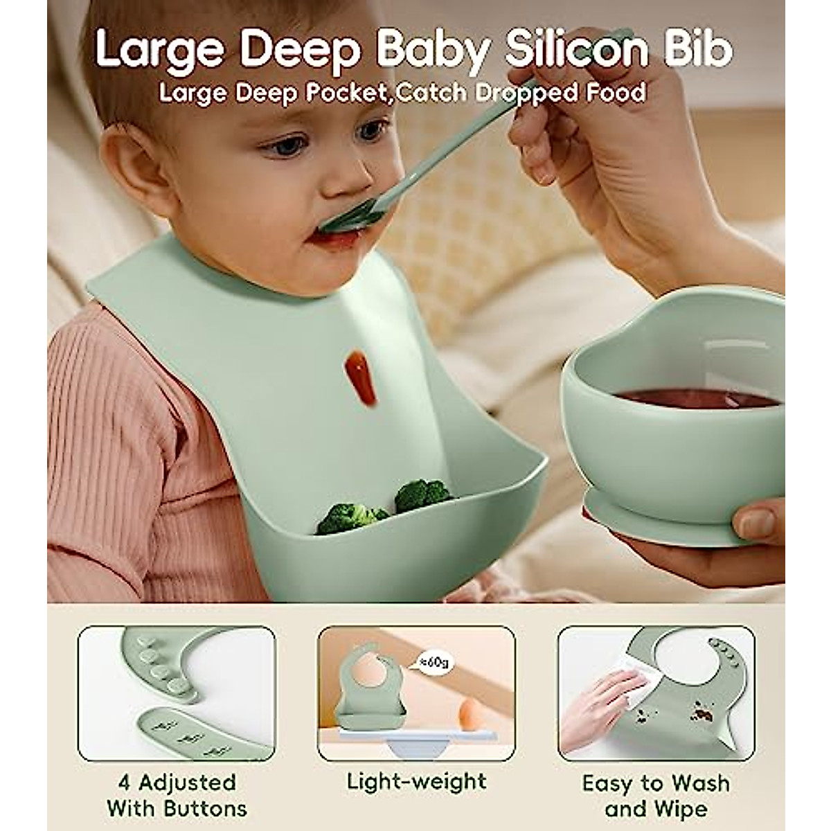 Silicone Baby Feeding Set, Complete Baby Led Weaning Supplies Bpa Free, 8 Pack Baby Eating Supplies with Infant Suction Bowl and Plates, Bowl Cup Spoon and Fork Set, Infant Utensils Dish for Baby