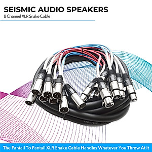 Seismic Audio Speakers 8 Channel XLR Snake Cables, Pro Audio Snake Cables, 25 Foot, Multiple Colored Coded Cables