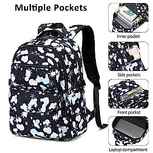 Joyfulife School Backpack for Girls Backpack with Lunch Box Lightweight Water Resistant Kids Bookbags Set