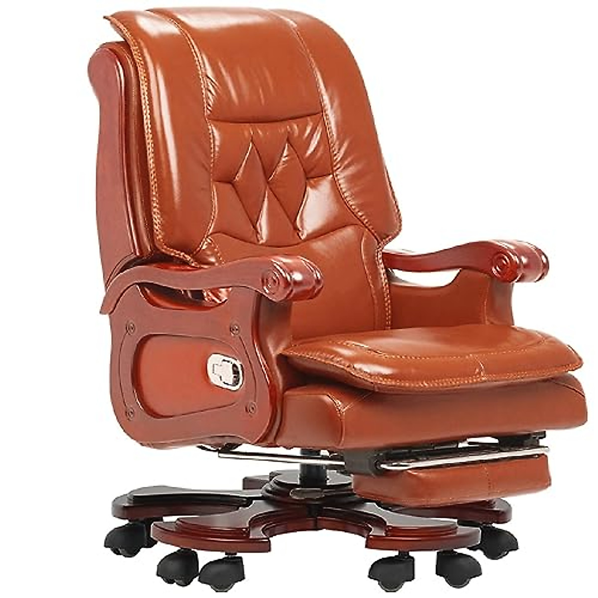 BaRdzo Office Chair Ergonomic Full Reclining Office Chair with Pedal (Color : Black, Size : As Shown)