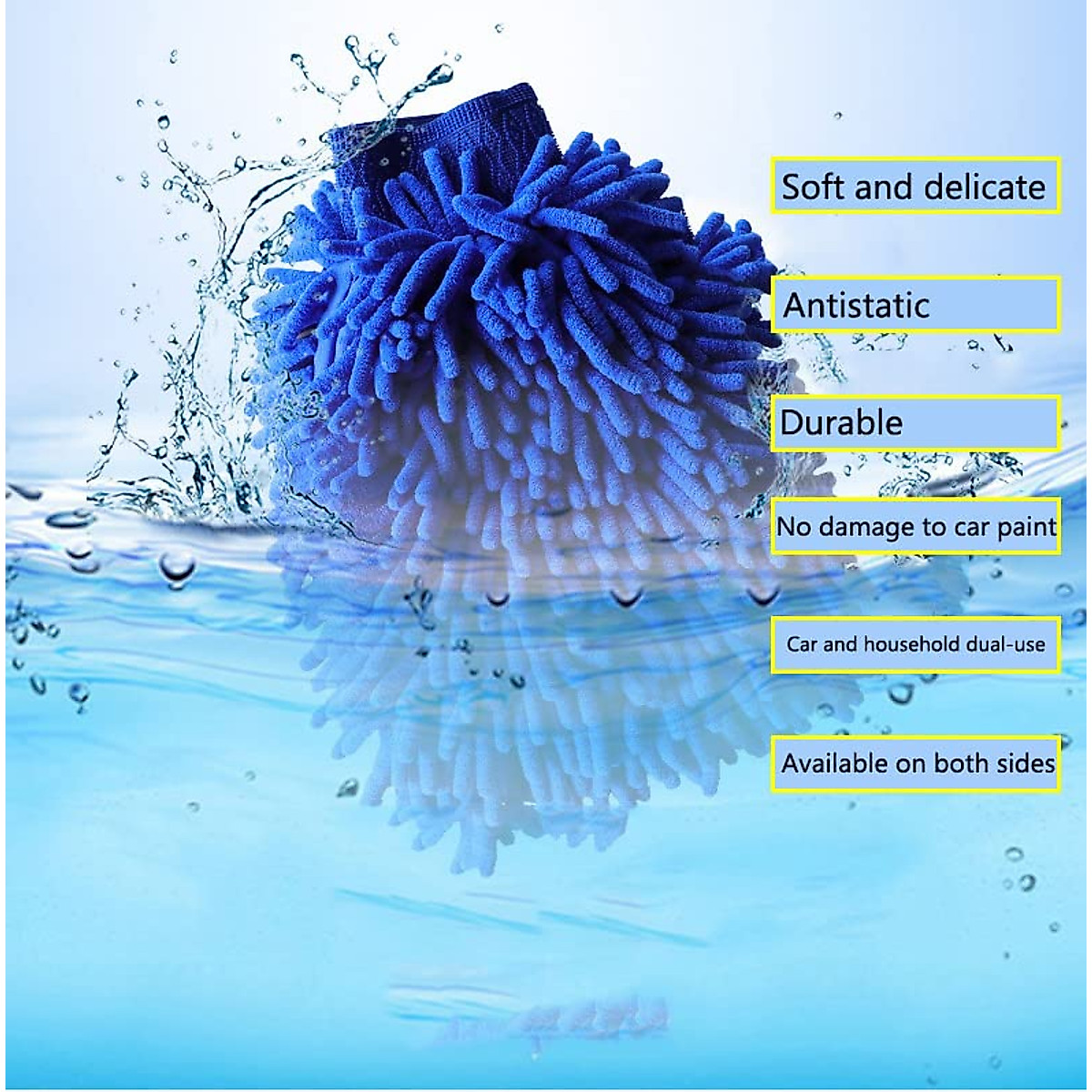 LHHweiusa 2 Pairs Car Wash Mitt Microfiber,5-Finger Microfiber Wash Mitts,Scratch Car Interior Exterior Cleaning Gloves,Strong Water Absorption Premium Chenille Washing Gloves