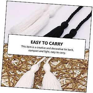 Artibetter 20pcs Hand-Woven Hanging Fringe Shower Curtain Decorative Knit Tie Window Trim Decorative Curtain Holdback Drapery Holdbacks Tassel Rope Decor Cotton White Handmade Tie Back Manual