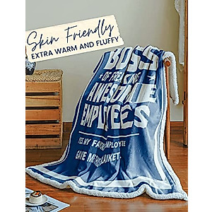Boss Gifts from Employees, Sherpa Fleece Plush Blankets (50"x 60") Office Gift Idea for Men on Boss Day, Birthday, Christmas, Retirement, Fuzzy Soft Bed Flannel Blankets-Proud Boss (Thick Version)