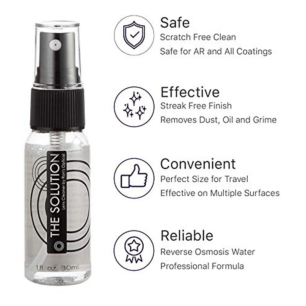 The Solution Lens Cleaner & Repair Kit | 1oz Alcohol Free Eyeglass Lens Cleaning Spray, Microfiber Cleaning Cloth & Keychain Screwdriver for Glasses, Lens, Screens