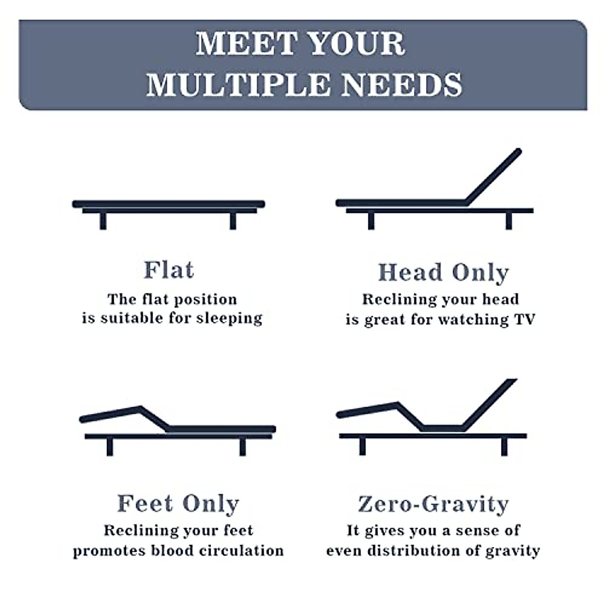 Allewie King Adjustable Bed Base Frame with New Generation Motor, Wireless Remote, Head and Foot Incline, Intelligent Sleep Aid, Zero-Gravity, High Weight Capacity, Easy Self-Assembly, Basic