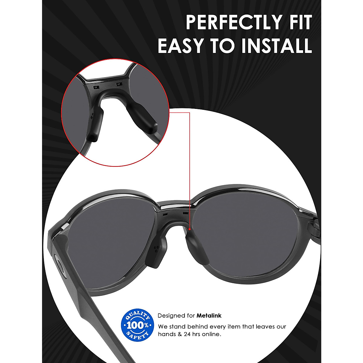 BLAZERBUCK Replacement Nose Piece Nose Pads for Oakley Metalink OX8153 Eyeglasses - Black + Black