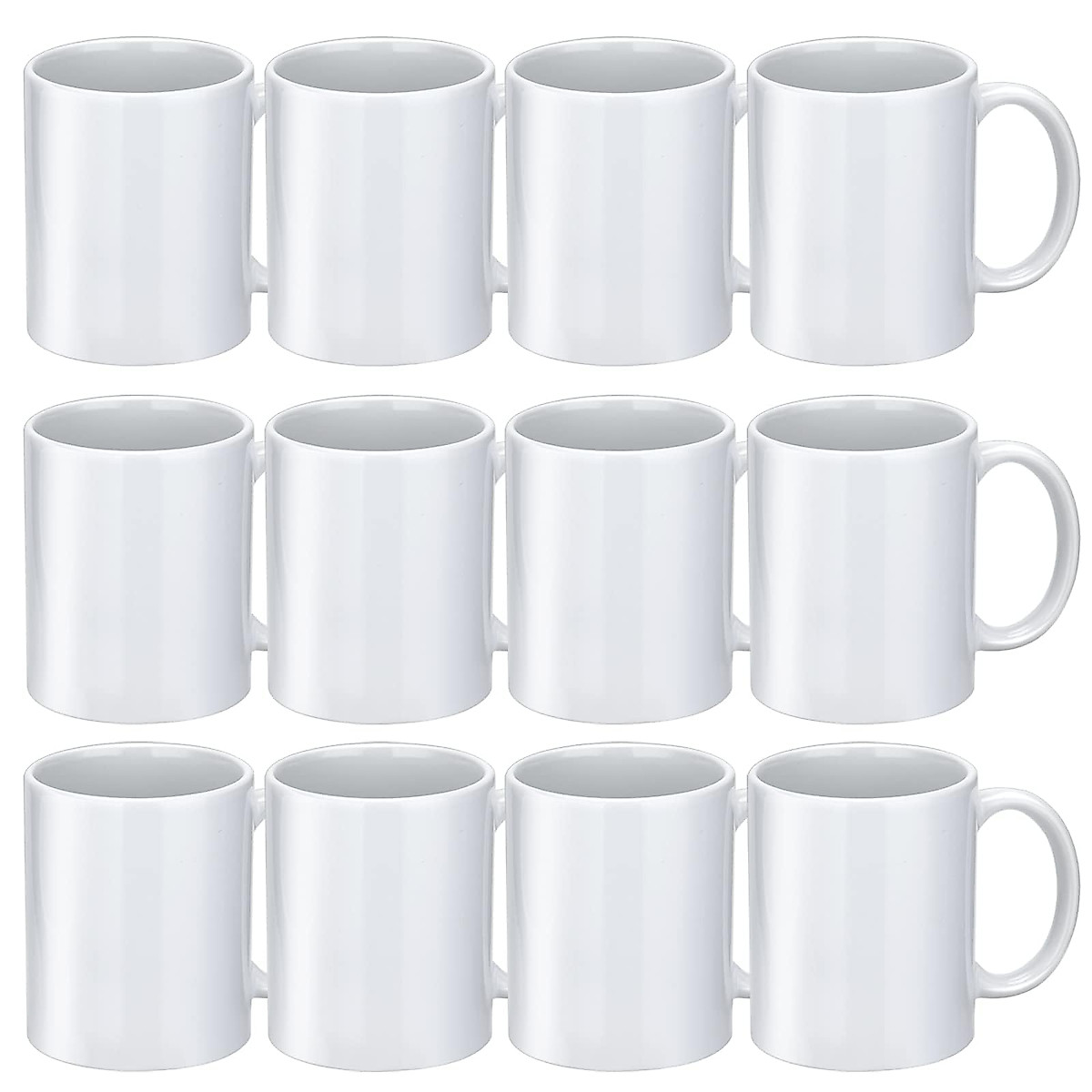 Miucoguier Sublimation Mugs 12 oz - Set of 12 Bulk Sublimation Mugs Blank Tazas Para Sublimacion White Ceramic Cups White Coated Ceramic Mug for Coffee Soup Tea Milk Latte Hot Cocoa