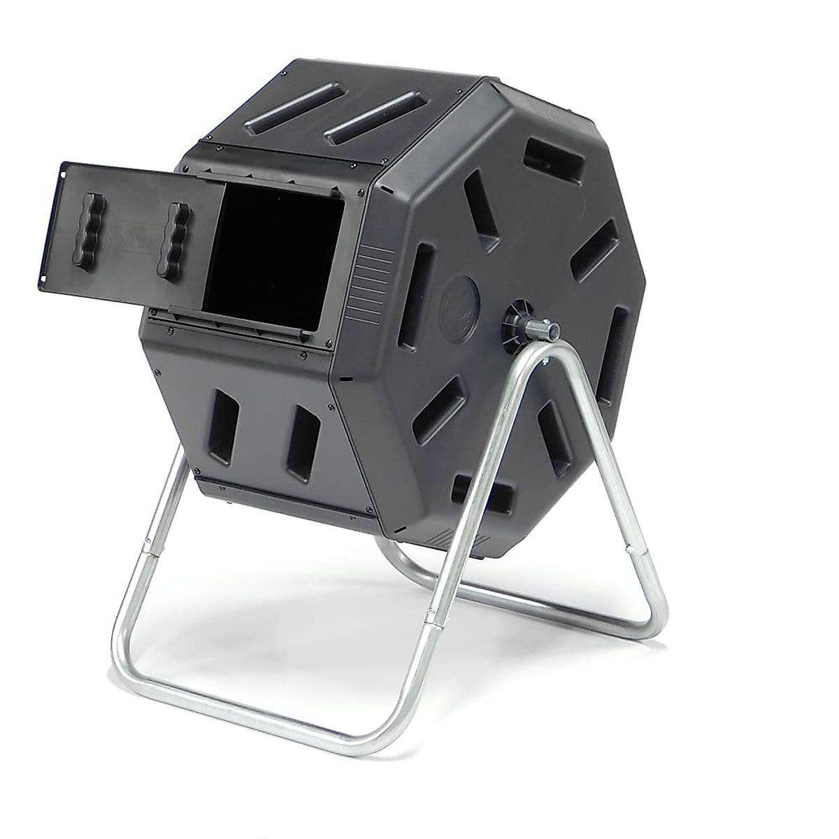 FCMP Outdoor IM2000 Tumbling Composter Canadian-Made, 100% Recycled Resin - Outdoor Rotating Compost Tumbler Bin for Garden, Kitchen, and Yard Waste, Black (22 Gallon)