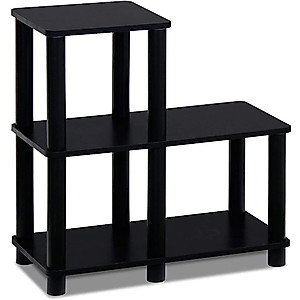 Furinno Turn-N-Tube Accent Decorative Shelf, Espresso/Black & Just 3-Tier End Table, 1-Pack, Americano/Black