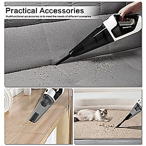 SEALON SY01 Cordless Handheld Vacuum, Hand held Vacuum Cleaner with LED Lights, Large Dirt Bowl, 4 Attachments,10000PA Strong Suction for Home & Car Use, Black