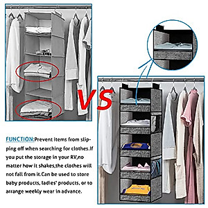 homyfort Hanging Closet Organizer, Weekly Clothes Storage Organizer for Kids, 5 Shelf with Side Pockets for Shoes,Nursery,Baby Clothing,Hat,Shirt,Dorm (Black)