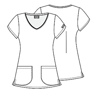 Dickies EDS Women Scrubs Top V-Neck DK700, M, Camo Flight