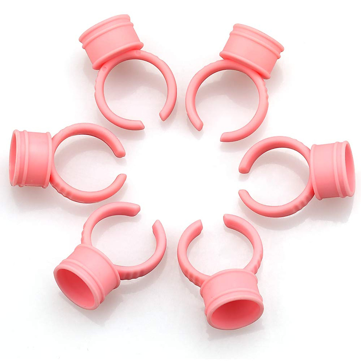 100PCS Disposable Plastic Nail Art Tattoo Glue Rings Holder Eyelash Extension Rings Adhesive Pigment Holders Finger Hand Beauty Tool