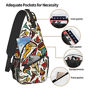 Unisex Men Women Sexy Mushroom Animals Sling Bag Crossbody Chest Daypack Lightweight Casual Backpack Shoulder Bag For Travel Hiking Camping Gifts