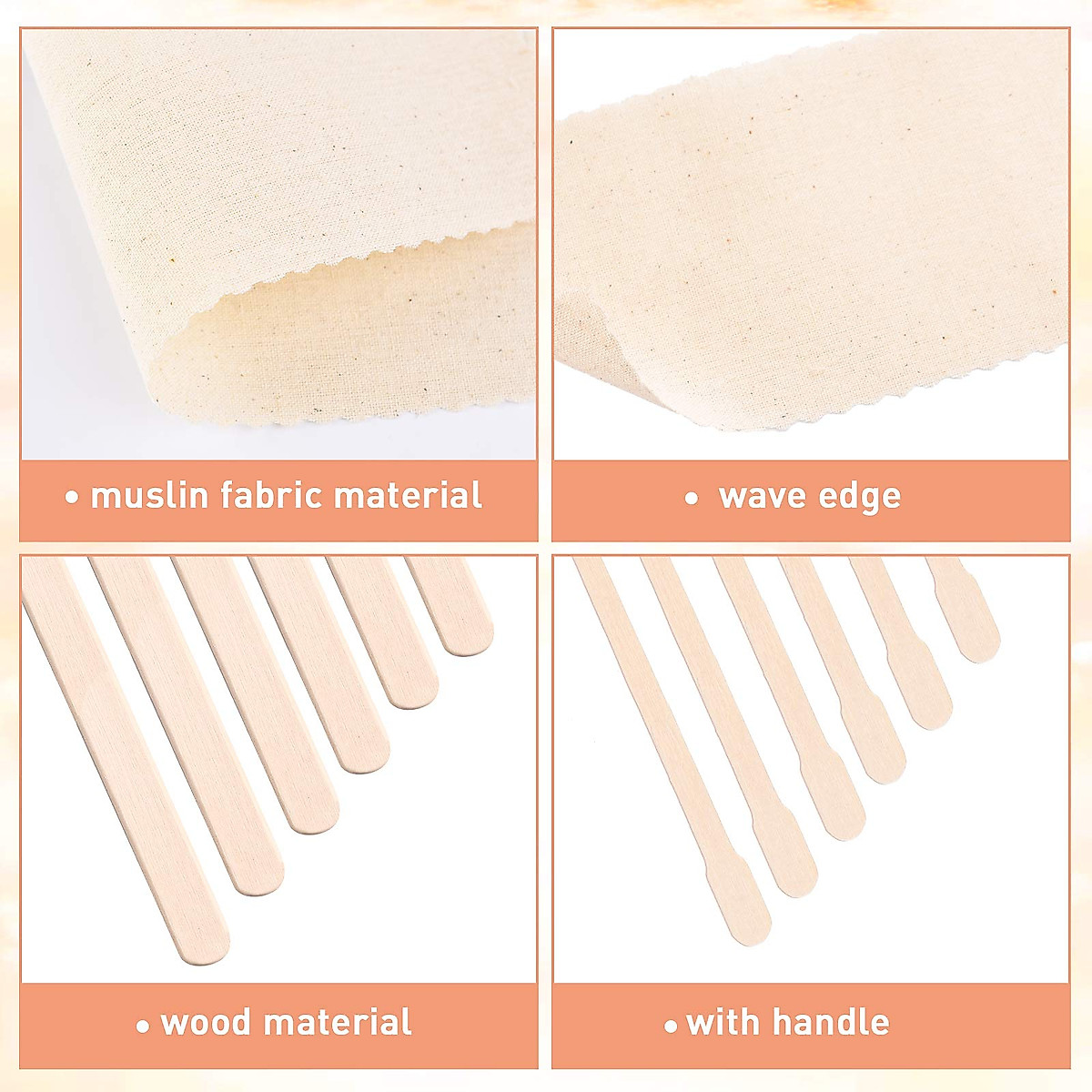 Maitys Hair Removal Kit: 250 Pieces Muslin Waxing Strips and Sticks for Body and Facial Hair Women Men