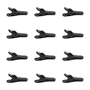 DGZZI 12pcs Earphone Wire Clip Holder for Headphone Earphone, Black Plastic Clothing Clip Fixing Headphone Wire to Keep Earphone/Microphone Cord in Place
