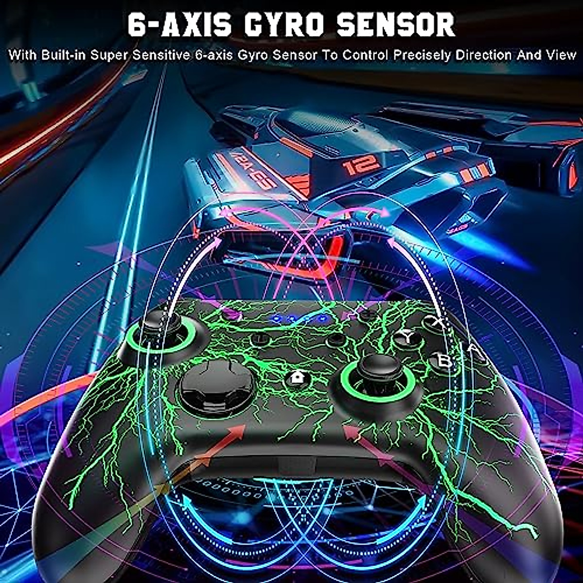 Forlleco Switch Controller, Wireless Switch Pro Controller for Switch/Switch Lite/Switch OLED/PC, Nintendo Switch Controller with Cool LED Light, Vibration, Gyro Axis, Adjustable Turbo and Wake Up