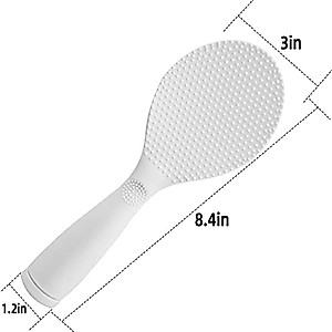 2 Pcs Rice Paddle Non-stick Standing Rice Serving Spoon Rice Potato Food Server Spatula Non Stick Stand-up Rice Scooper Kitchen Tools Cute Cooking Spoons Heat Resistant Cooker Scoop Paddle (White)