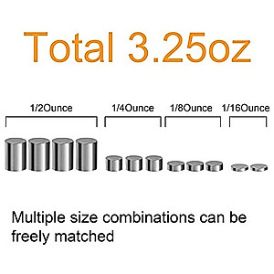 Ruisita 3.25 Ounces Tungsten Cylinders Weights 4 Sizes and Polished Speed Axles Kit 12 Pieces Tungsten Weights 4 Pieces Polished Axles with Plastic Box