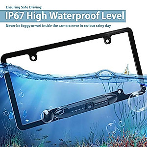 License Plate Frame Backup Camera Night Vision Car Rear View Camera with 8 Bright LEDs 170° Viewing Angle Waterproof Backup Camera Vehicle Universal Reversing Assist Security