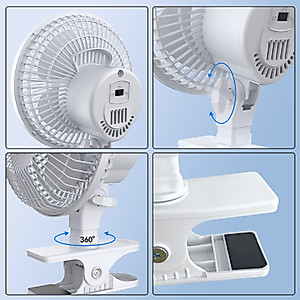 shinic 6-inch Clip on Fan with Strong Clamp,Powerful Airflow,Adjustable Tilt,Quiet Cooling Table-Top&Clip Fan with 6 ft Cord for Home,Office,Car,Garage,Gyms and Workshops(1pcs, White)