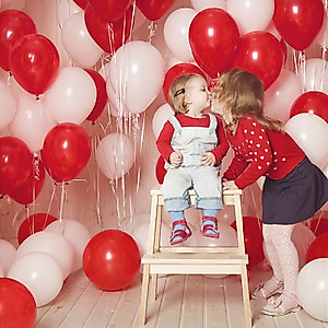 FOTIOMRG Red Balloons 12 inch, 50 Pack Red Latex Party Balloons Helium Quality for Birthday Graduation Baby Shower Valentines Christmas Wedding Party Decorations (with Red Ribbon)